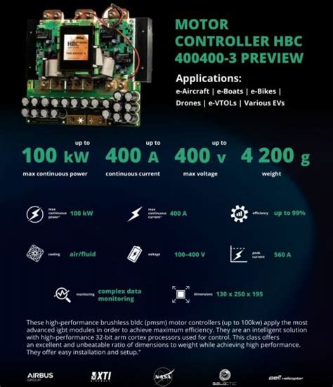 110KW Redundant Electric Aircraft Kit ESC Motor For Air Craft ESC HBCi400400 238 100 26 700