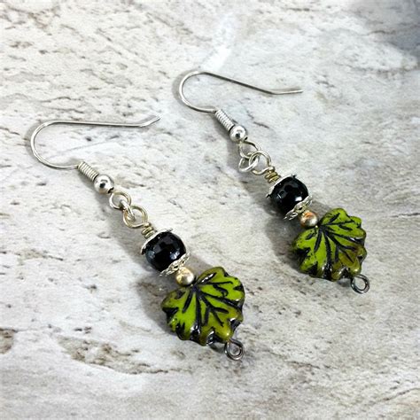 Green Leaf Earrings Nature Jewelry Women Arkayscreations