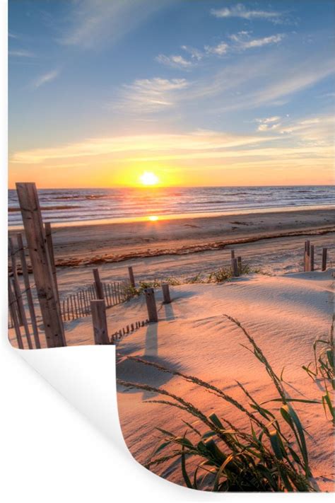 Stickers Muraux Sticker Foil Plage Mer Dune Coucher De Soleil Paysage Bol