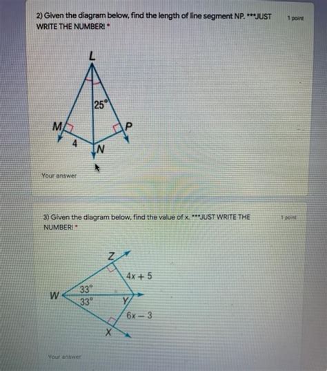 Solved 2 Given The Diagram Below Find The Length Of Line Chegg Com