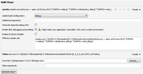 Specifying Build Settings Qt Creator Manual