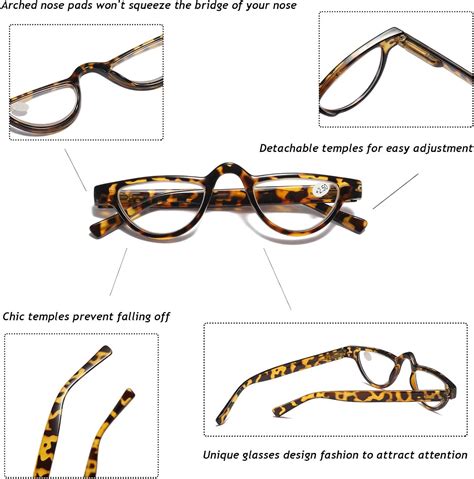 Hubeye Retro Half Moon Reading Glasses 2 Pairs Lightweight Half Frame