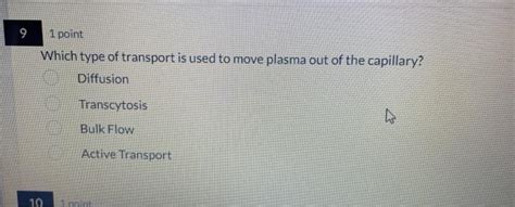Solved Which Type Of Transport Is Used To Move Plasma Out Of Chegg Com