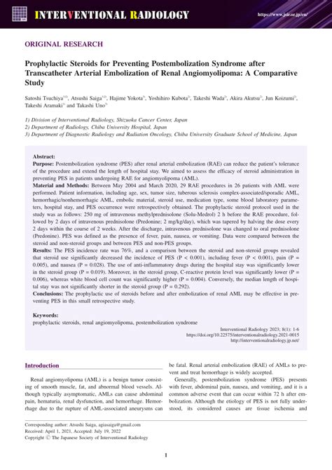 Pdf Prophylactic Steroids For Preventing Postembolization Syndrome