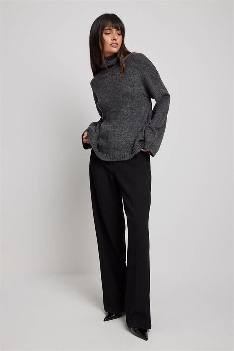 Knitted High Neck Sweater Grey Na Kd