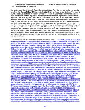 Fillable Online Nonprofit Board Member Application Form Nonprofit
