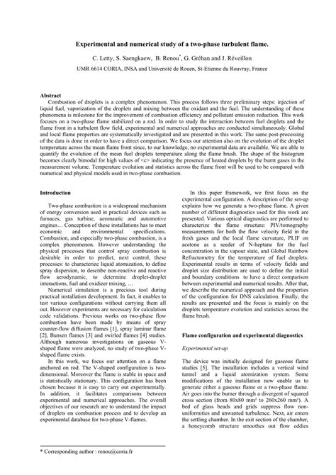 PDF Experimental And Numerical Study Of A Two Phase Turbulent Flame