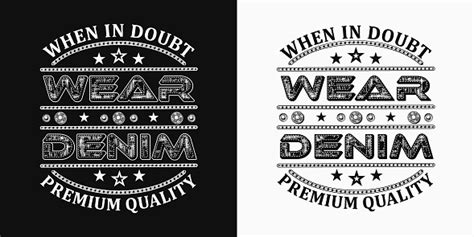 타이포그래피 질감 문자 청바지 단추 스티치가 있는 데님 스타일 텍스트 레이블 흑백 구성 빈티지 스타일 바탕에 흑백 배경 의류 티셔츠 표면 디자인 0명에 대한 스톡 벡터 아트
