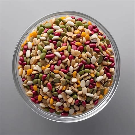 A Bowl Of Seeds Or Beans On A Sloid Background Premium Ai Generated Image