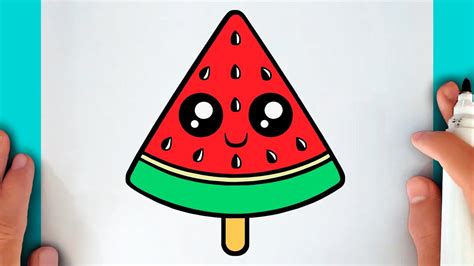 HOW TO DRAW A CUTE WATERMELON ICE CREAM YouTube