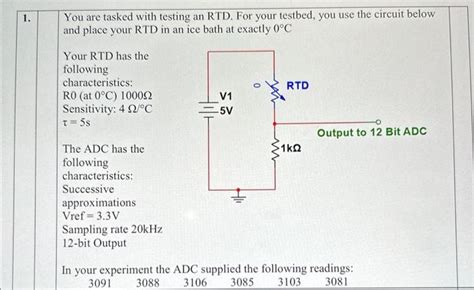 You Are Tasked With Testing An RTD For Your Testbed Chegg