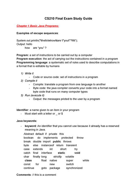 Cs Notes Chapter Basic Java Programs Continue Cs Final