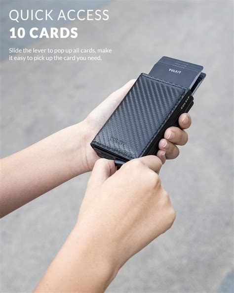 Buy VULKIT Pop Up Wallet Automatic Leather Slim Credit Card Holder RFID Blocking Metal Double