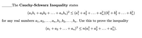Answered The Cauchy Schwarz Inequality States A B} B3 B A B1 Azb2 A Bn
