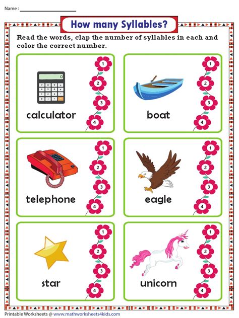 Count Syllable Flower Pdf