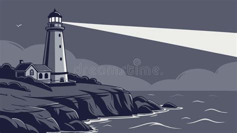 Coastal Lighthouse At Night Nautical Beacon And Guidance Vector Design Generative Ai Stock