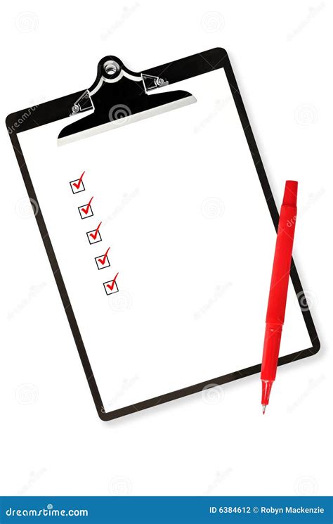Clipboard With Checklist And Red Pen Stock Photography Image