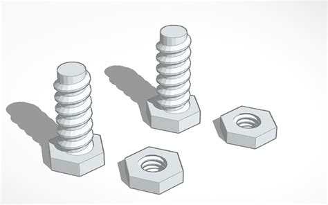 3d Design Hex Bolt And Nut Tinkercad