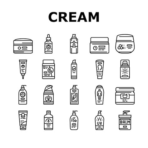 Conjunto De Iconos De Belleza De Productos Cosméticos Crema Vector