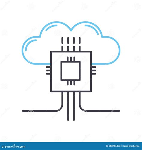 Cloud Processor Line Icon Outline Symbol Vector Illustration Concept Sign Stock Vector