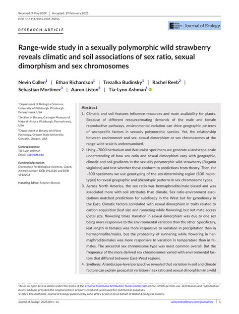 Pdf Range‐wide Study In A Sexually Polymorphic Wild Strawberry