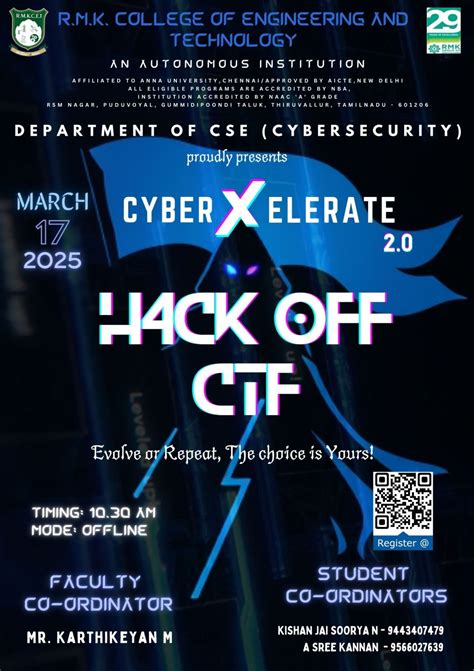 Hackoff Ctf Cybersecurity Techevent Rmkcet Cyberxelerate Cyber Xelerate