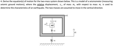 4 Derive The Equations Of Motion For The Two Mass System Shown Below This Is A Model Of A