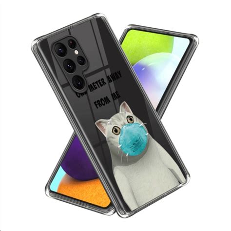 삼성 갤럭시 S23 울트라 5g 컬러 드로잉 클리어 Tpu 전화 보호 케이스마스크 고양이