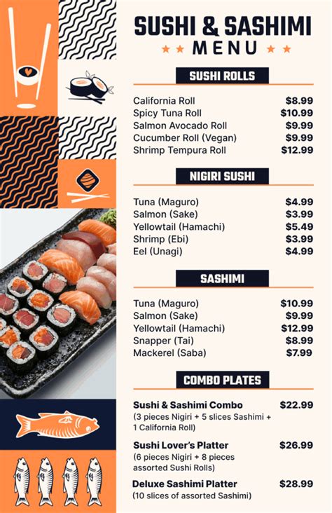 Sushi And Sashimi Menu Template For Modern Restaurants