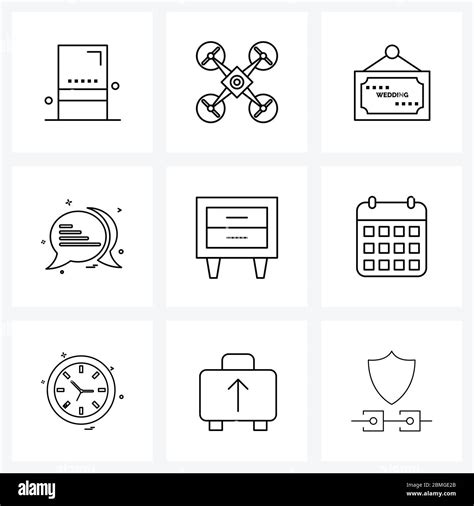 9 Interface Line Icon Set Of Modern Symbols On Sms Conversation