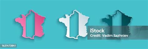 파란색 배경에 고립 된 프랑스 아이콘의 종이 컷지도 종이 아트 스타일 벡터 0명에 대한 스톡 벡터 아트 및 기타 이미지 0명