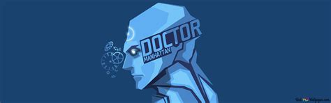 Dc Comics Doctor Manhattan Minimalist Blue Background 8k Wallpaper Download
