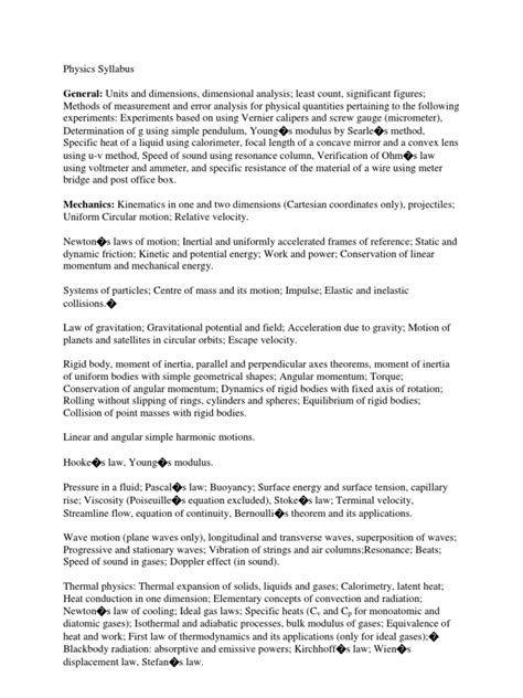 Physics Syllabus Iit Jee Momentum Waves