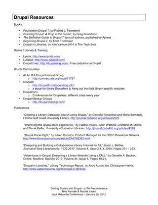 Lita Preconference Getting Started With Drupal Handout Pdf