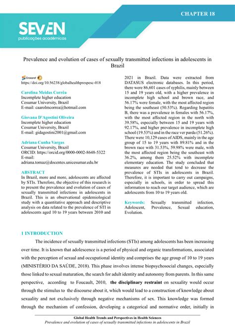 Pdf Prevalence And Evolution Of Cases Of Sexually Transmitted