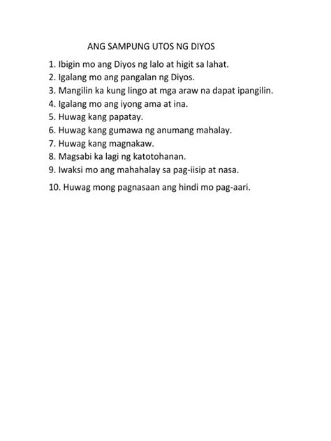 Ang Sampung Utos Ng Diyos Pdf