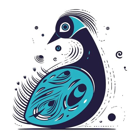 Premium Vector Peacock Hand Drawn Vector Illustration In Scandinavian