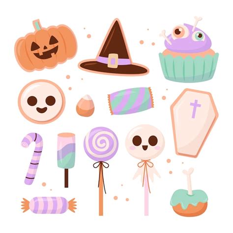 Free Vector Flat Halloween Candy Elements Collection