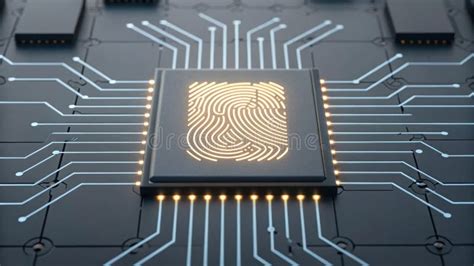 A Stylized Fingerprint Integrated Into A Digital Circuit Board