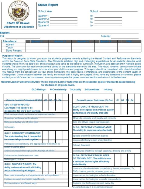 Report Card Excel Template