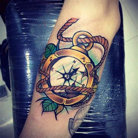Neo Traditional Compass Tattoo