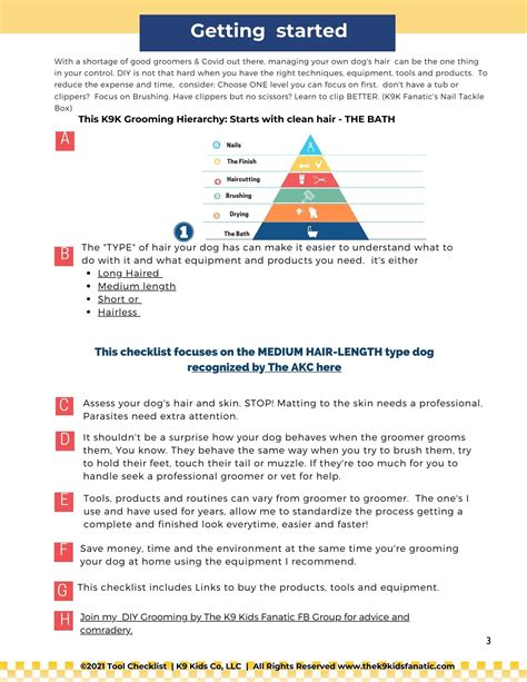 Grooming Checklist Planner Etsy