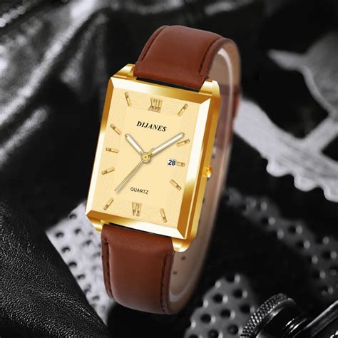 Top Marke Luxus Uhren F R M Nner Mode Quarz Armbanduhr Quadrat Gold Mann Business