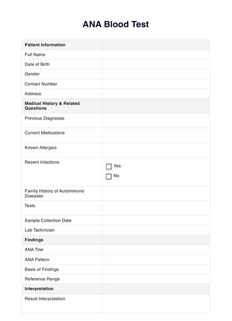 Ana Antinuclear Antibody Test And Example Free Pdf Download
