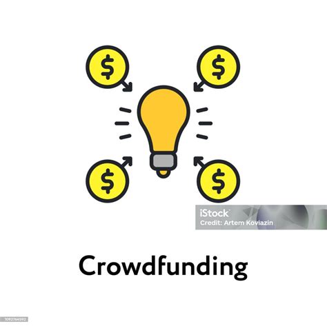 Crowdfunding 아이디어 돈 동전 전구 플랫 컬러 라인 스트로크 아이콘 그림 군중에 대한 스톡 벡터 아트 및 기타 이미지 군중 금융 기둥 머리 Istock