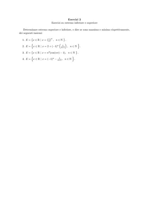 Esercizi Su Vari Argomenti Matematica Docsity