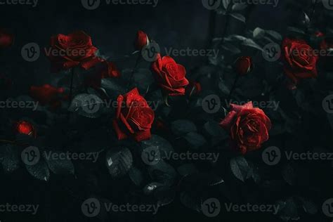 AI Generated Red Roses Close Up Dark Romantic Background Ai Generated Stock Photo At