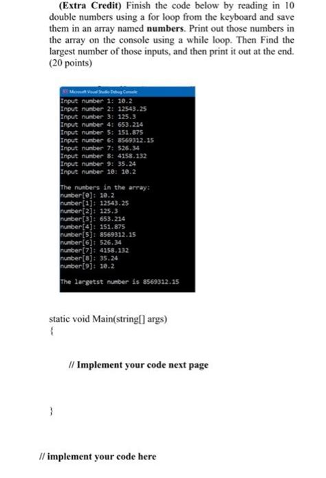 solved extra credit finish the code below by reading in 10