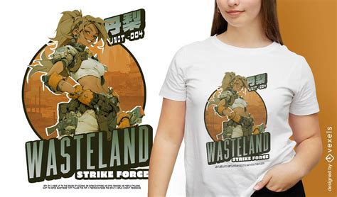 Plantilla PSD Editable De Cool Ejército Chica Distopía Camiseta Psd