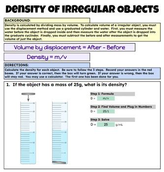 Calculating Density Of Irregular Objects With An Interactive Google Sheet